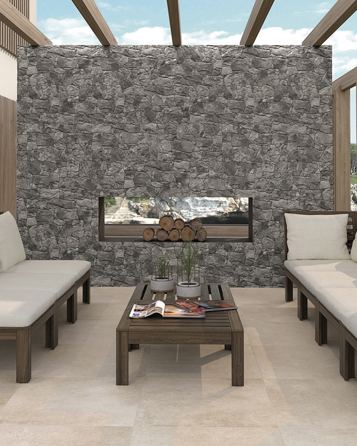 STONE LOOK PORCELAIN TILE VULCANO 33,3X65 HDC